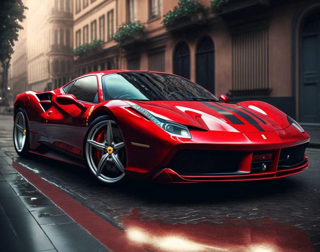 Red Ferrari in Town - DEKMARK